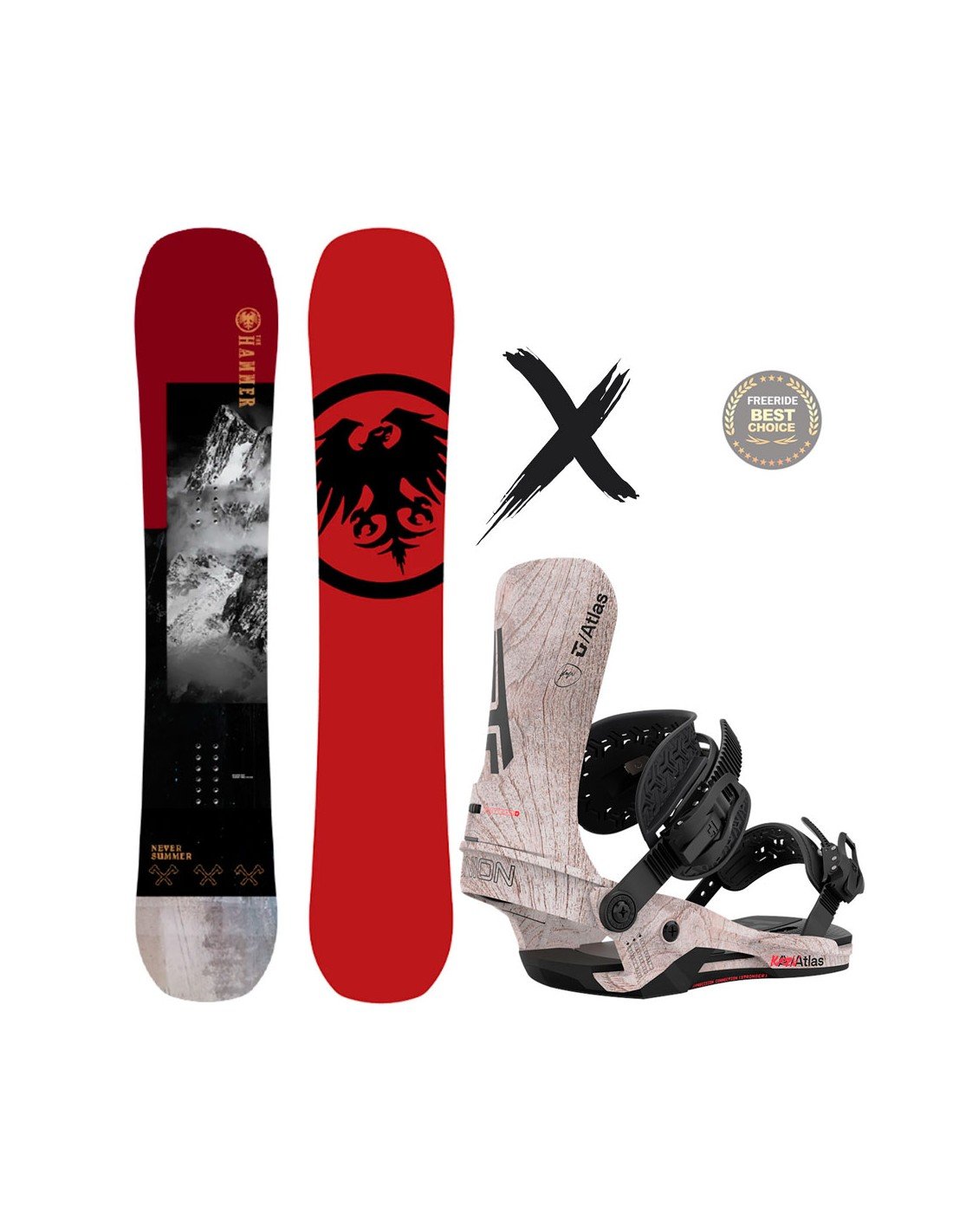 Never Summer Hammer + Union Atlas 2023 | Pack Snow Tabla + Fijaciones